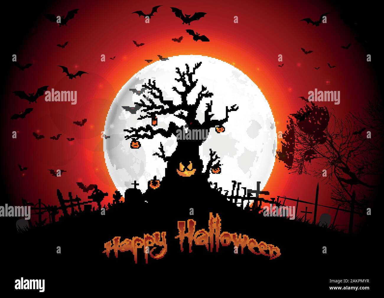 Halloween background on the full moon. vector Stock Vector Image & Art ...