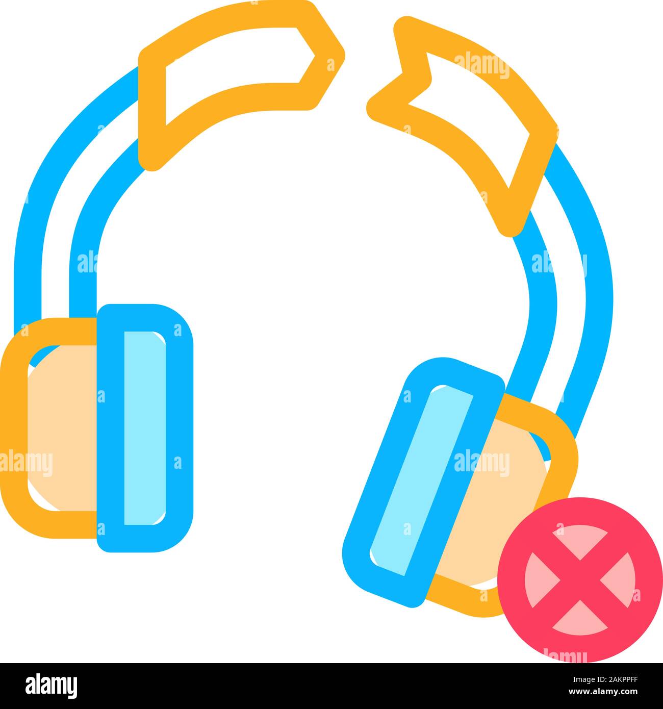 Broken Earphones Icon Vector Outline Illustration Stock Vector Image ...