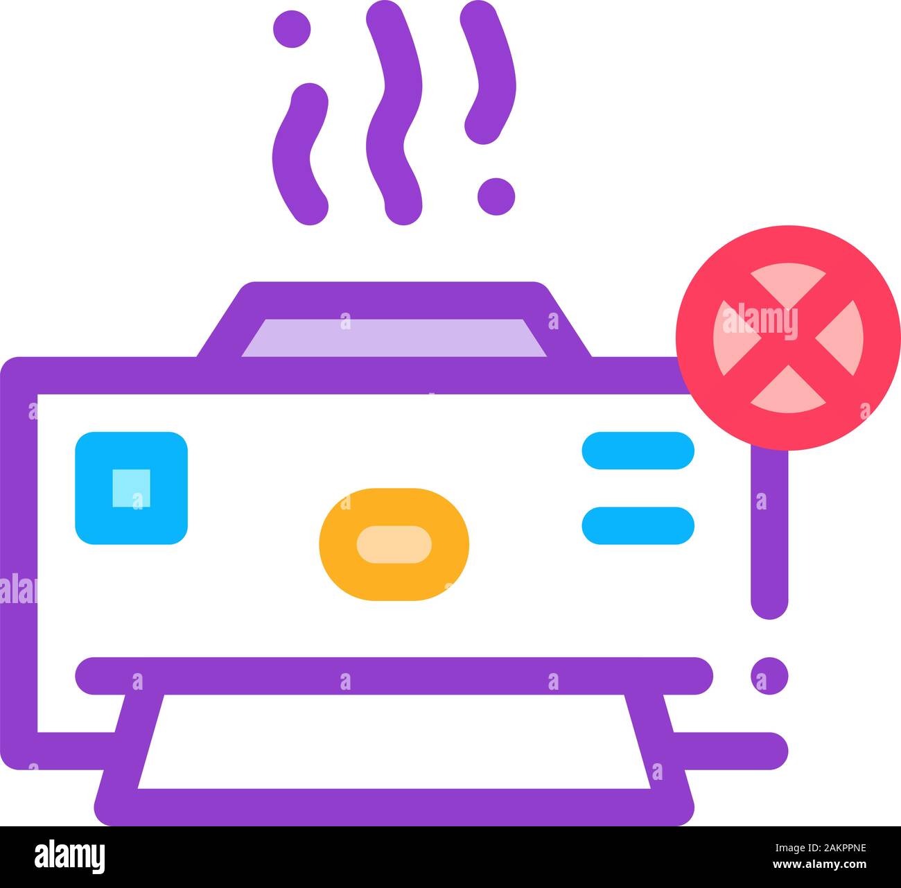 Broken Printer Icon Vector Outline Illustration Stock Vector Image ...