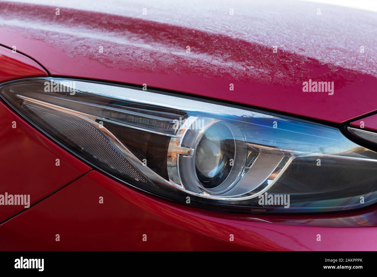 Close up picture of LED headlights modern car Stock Photo - Alamy