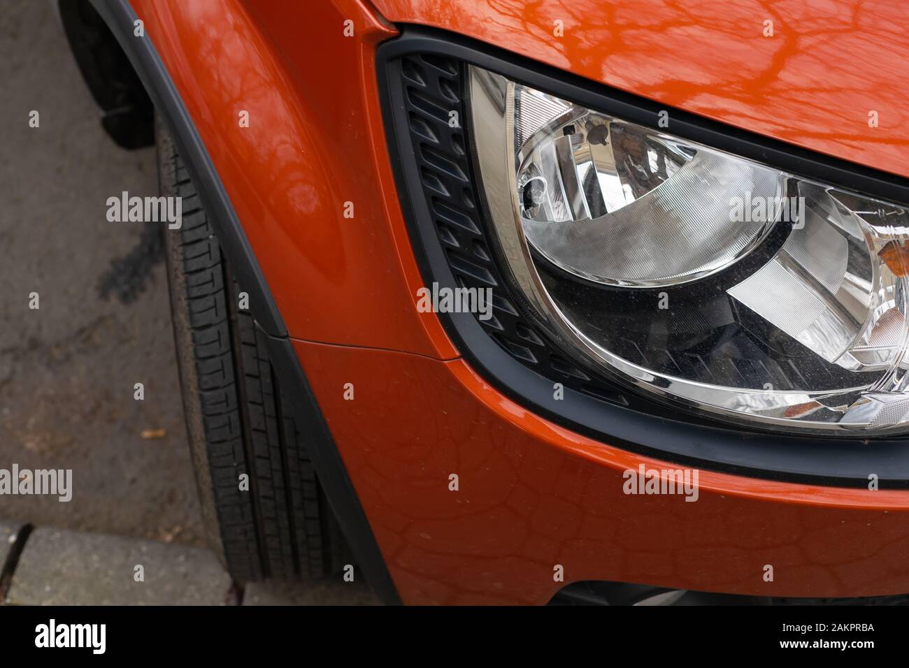 Close up picture of LED headlights modern car Stock Photo - Alamy