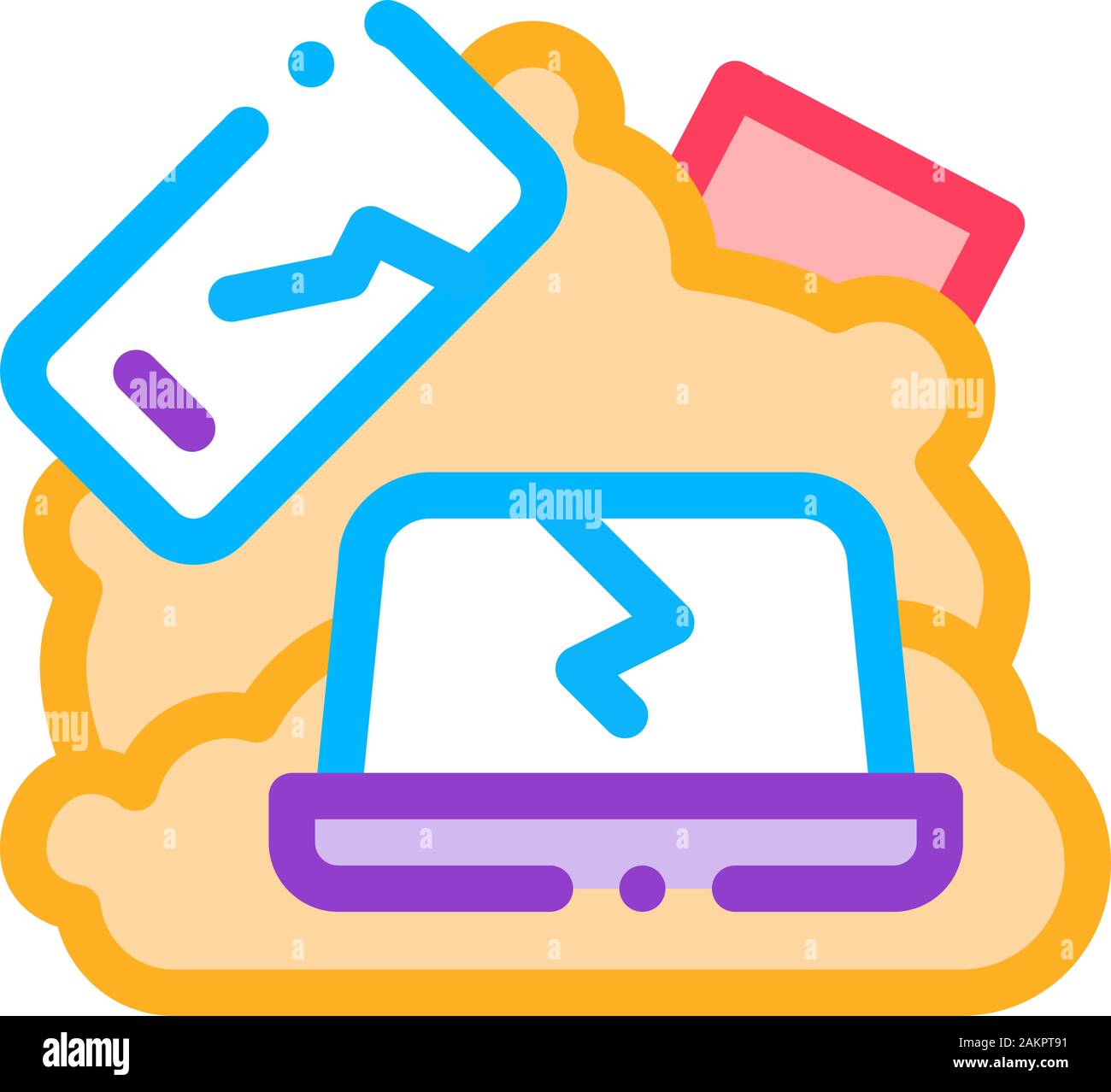 Broken Devices Icon Vector Outline Illustration Stock Vector Image ...