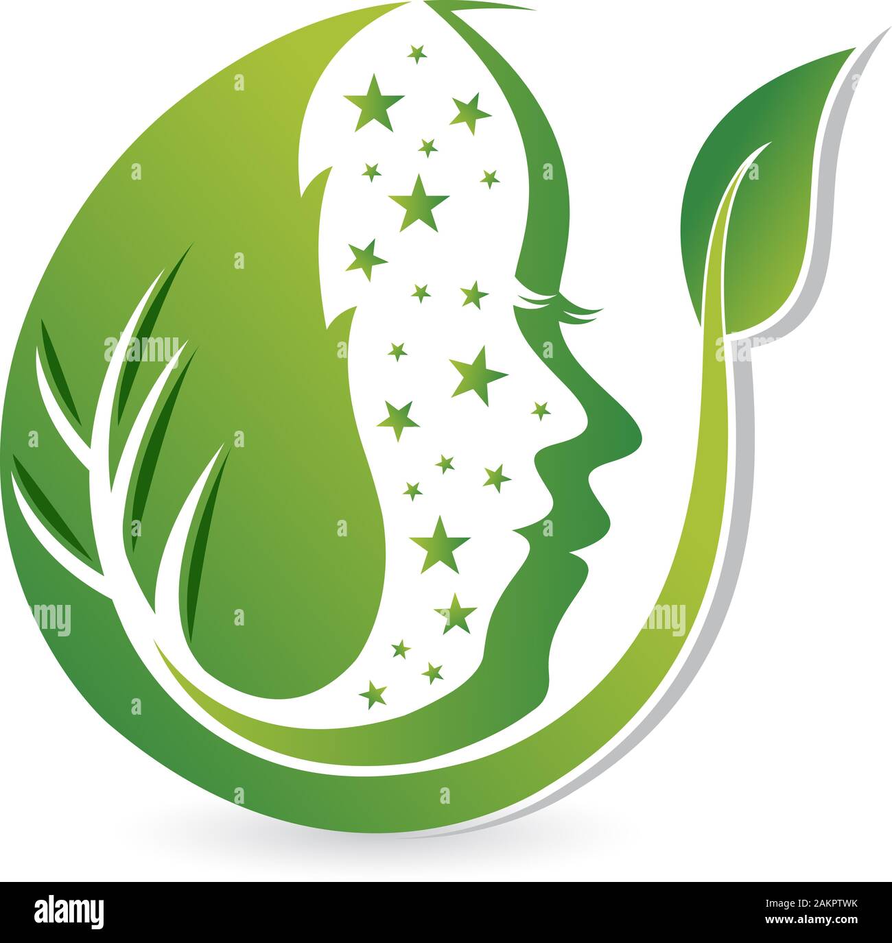 Woman face leaf logo hi-res stock photography and images - Alamy