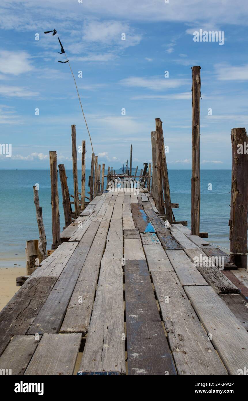 old bridge on beach and sea Stock Photo - Alamy