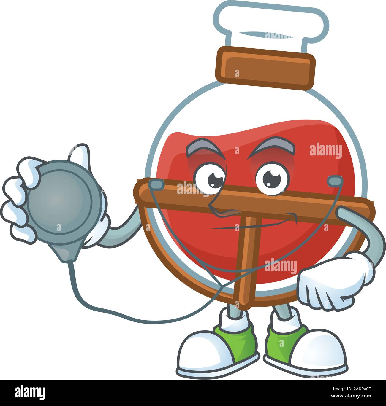 Red potion cartoon character style in a Doctor costume with tools Stock ...
