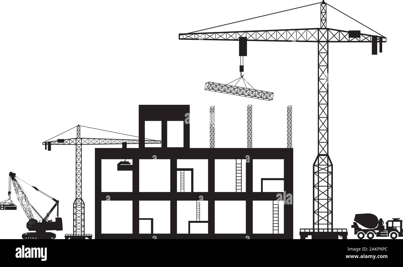 Black background construction icons set on gray. Vector Stock Vector ...