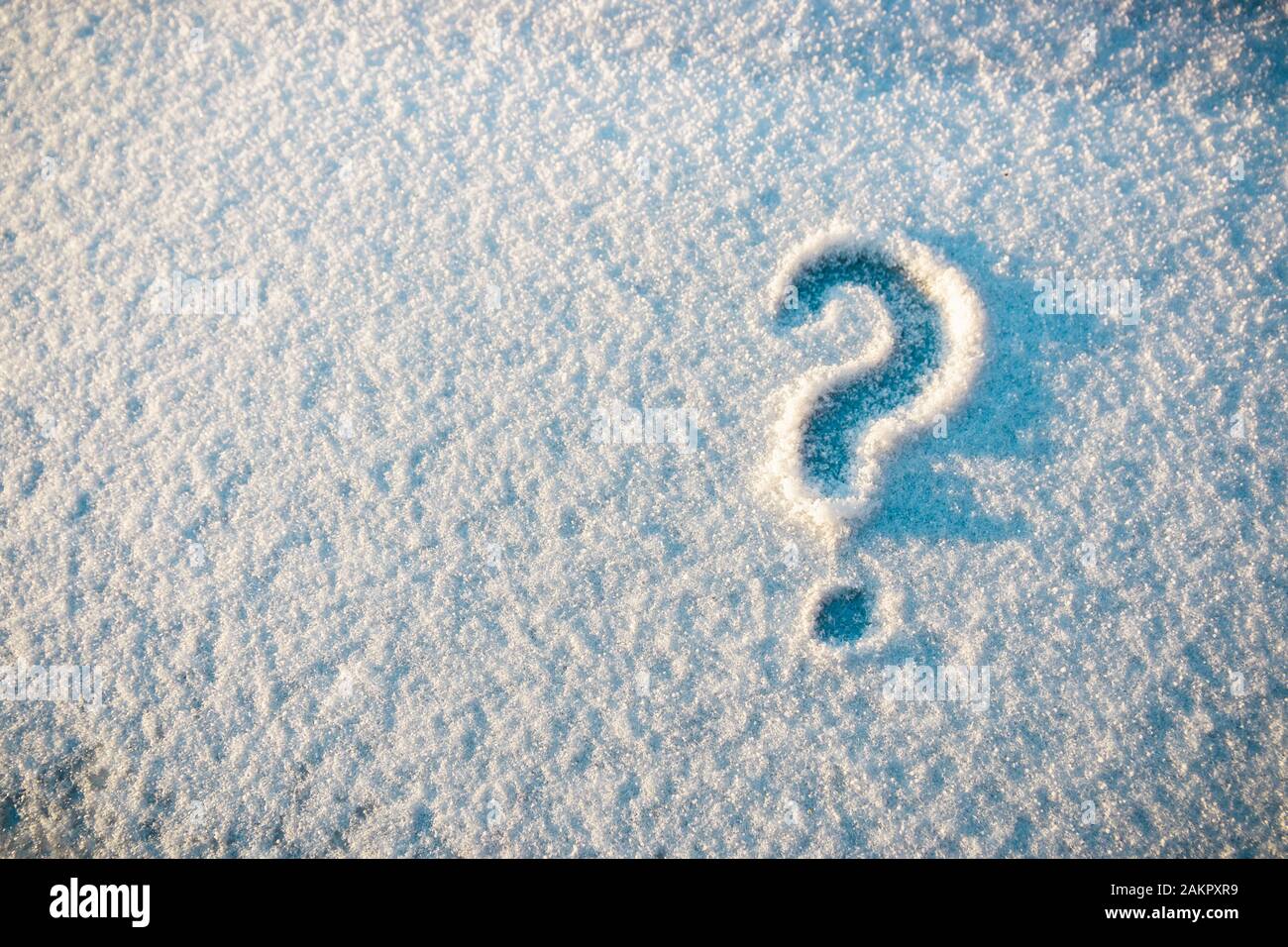 question mark on snow. weather sign concept Stock Photo - Alamy