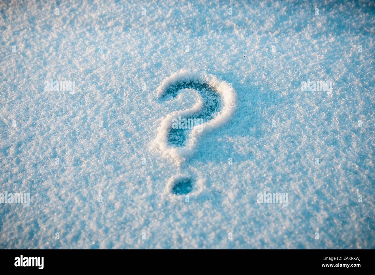 question mark on snow. weather sign concept Stock Photo - Alamy