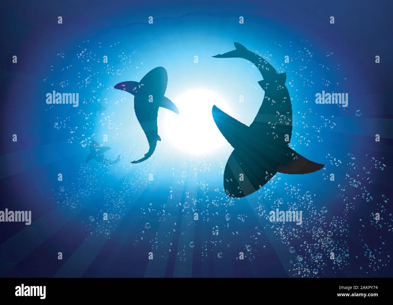 Two sharks in the underwater background Stock Vector Image & Art - Alamy