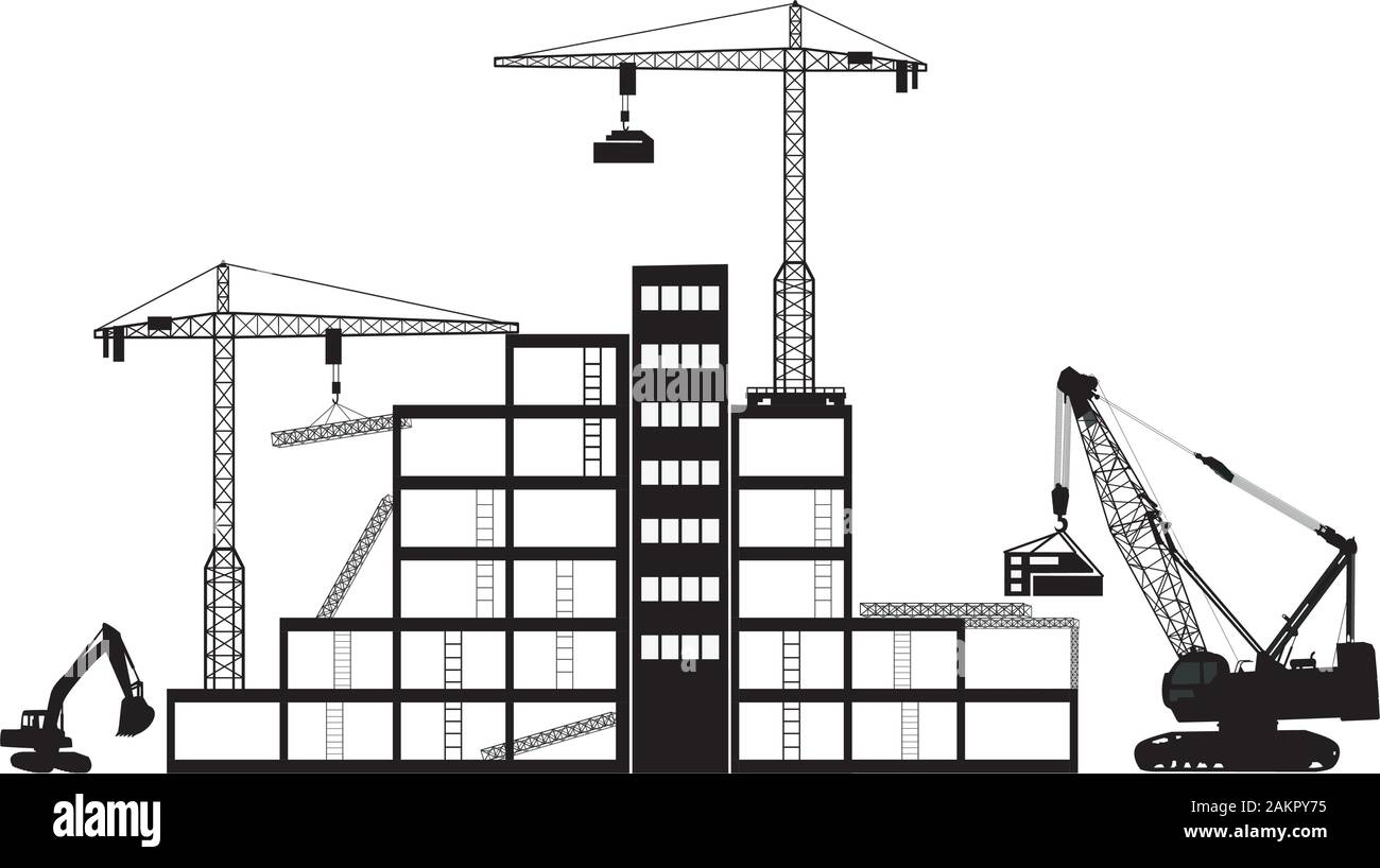 Black background construction icons set on gray Stock Vector Image ...