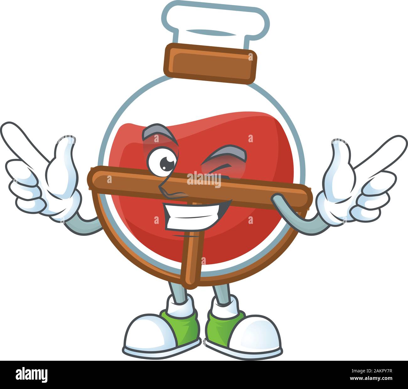 Funny face red potion cartoon character style with Wink eye Stock ...