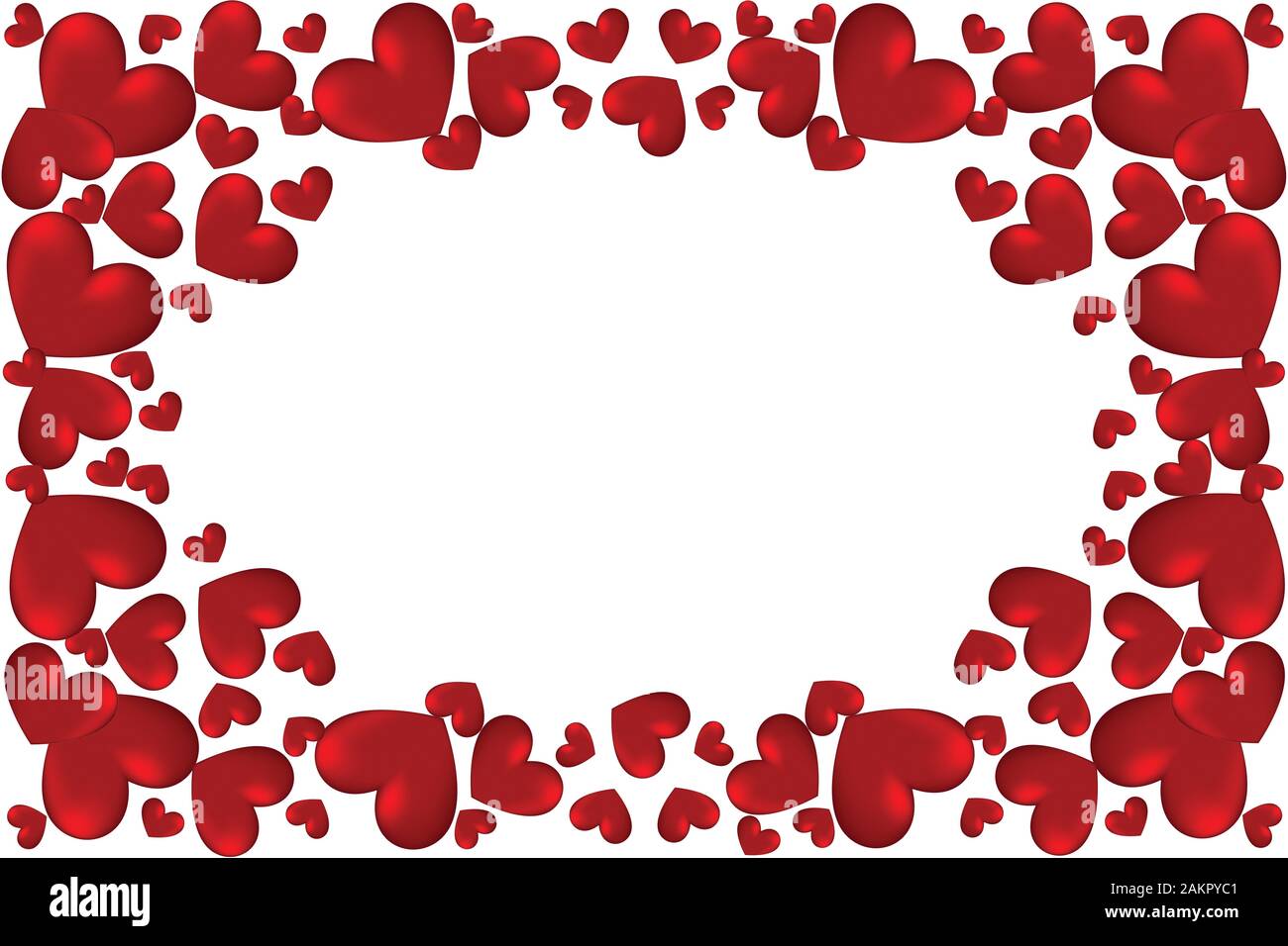 valentines day border with red hearts, hearts frame decoration with ...