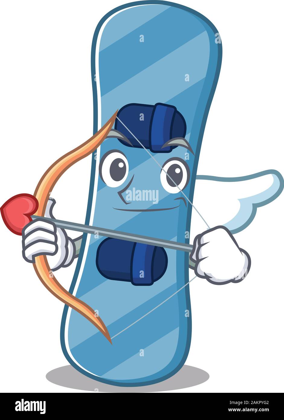 Romantic snowboard Cupid cartoon character with arrow and wings Stock ...