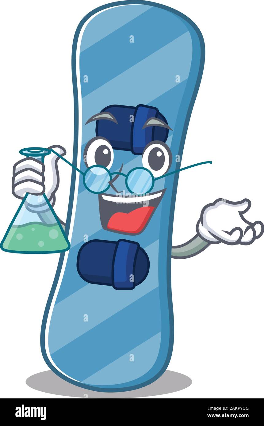 Smart Professor snowboard cartoon character with glass tube Stock ...