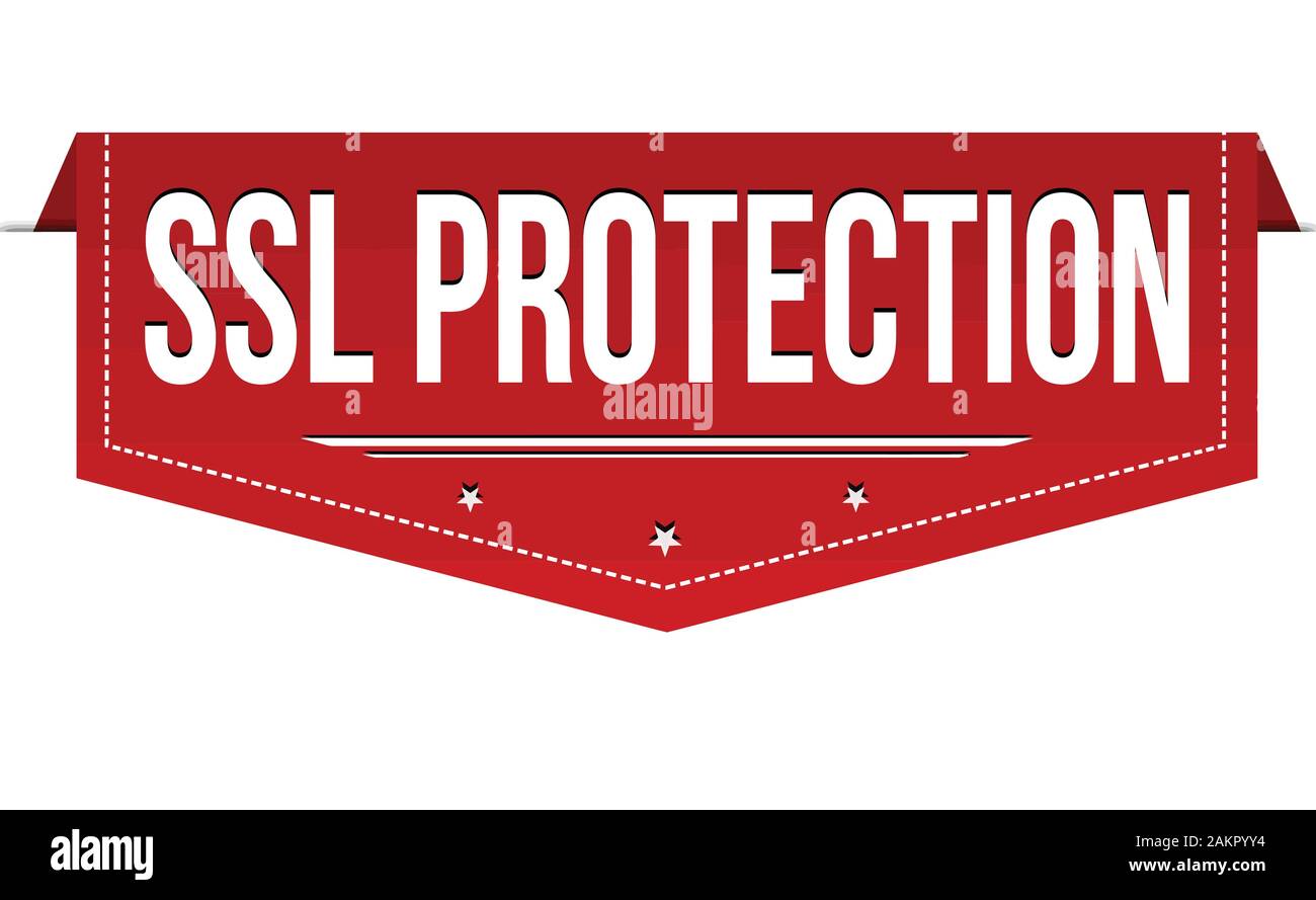 SSL protection banner design on white background, vector illustration ...