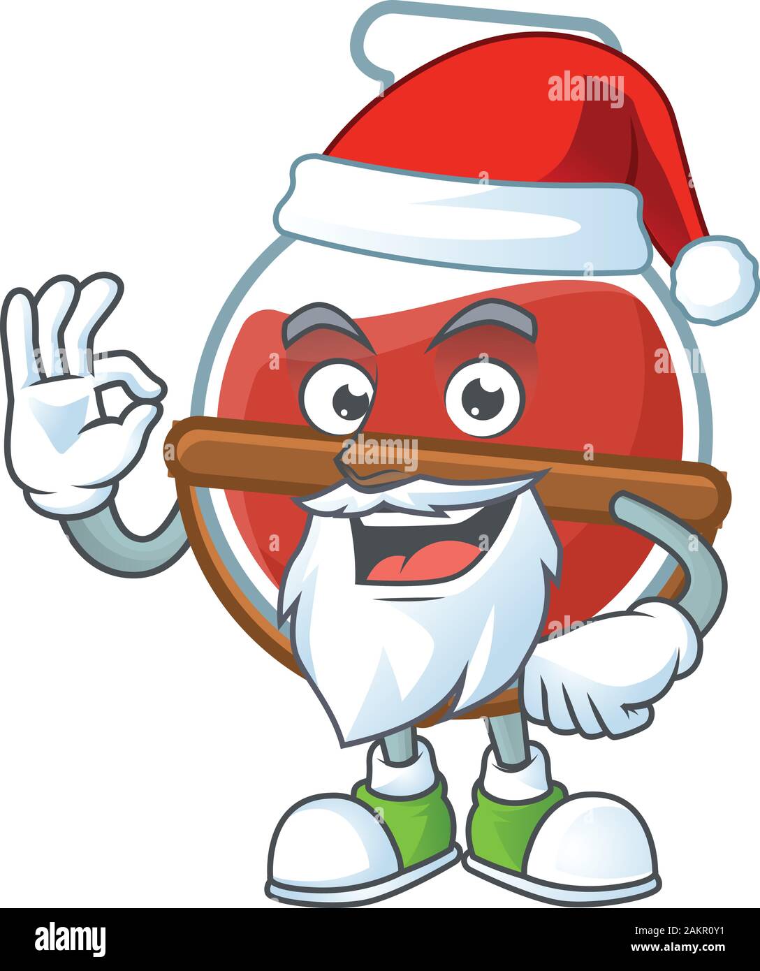 A picture of Santa red potion mascot picture style with ok finger Stock ...