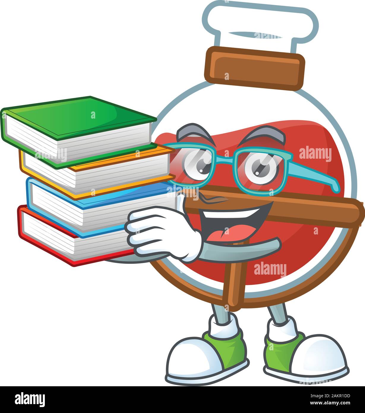 Cool and clever Student red potion mascot cartoon with book Stock ...