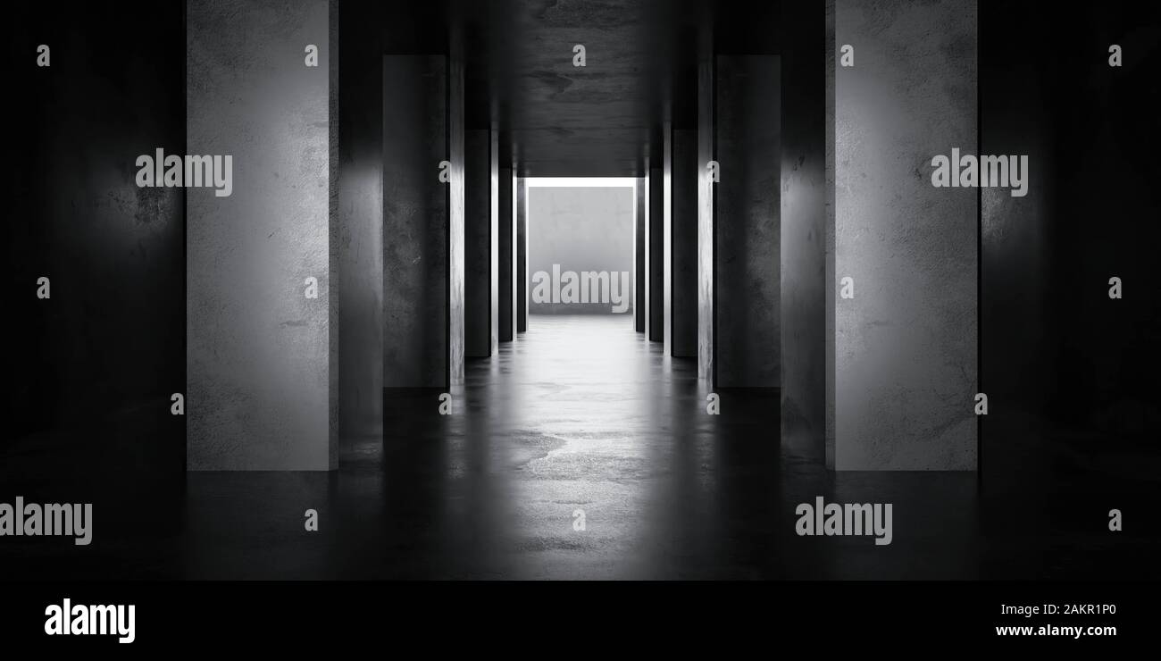 Underground concrete basement with day light industrial grunge concrete ...