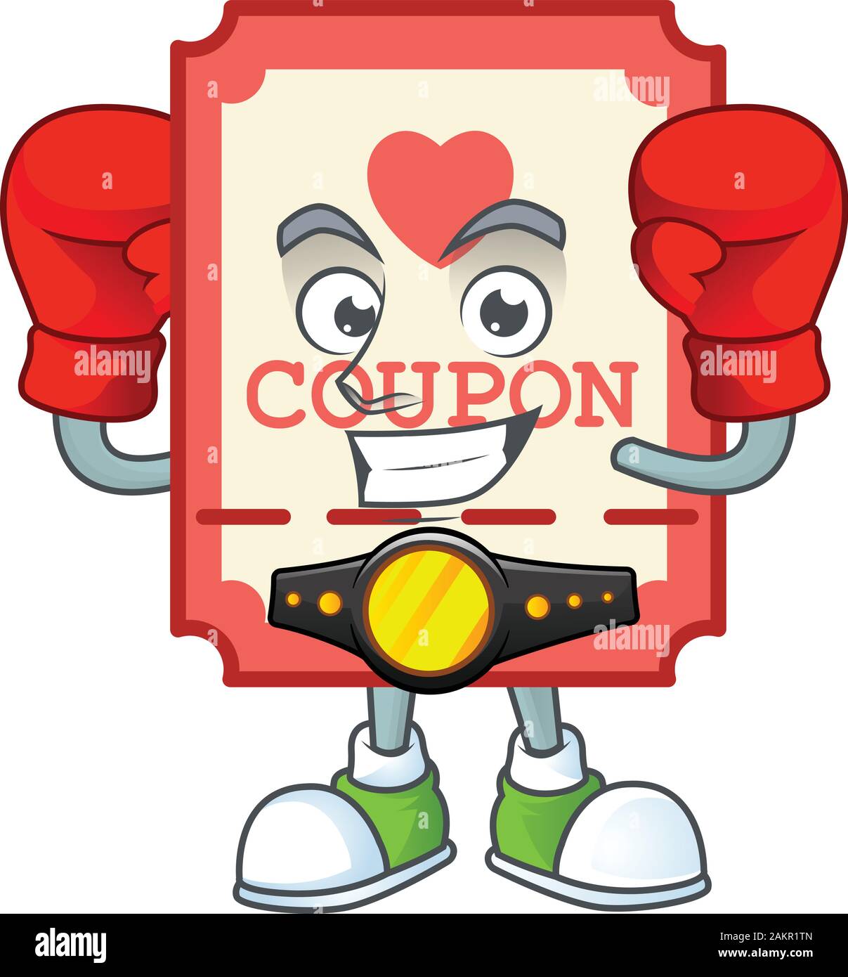 Happy Face Boxing red love coupon cartoon character design Stock Vector ...