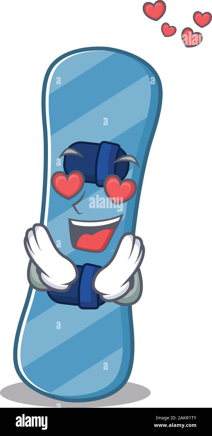 falling in love cute snowboard cartoon character design Stock Vector ...