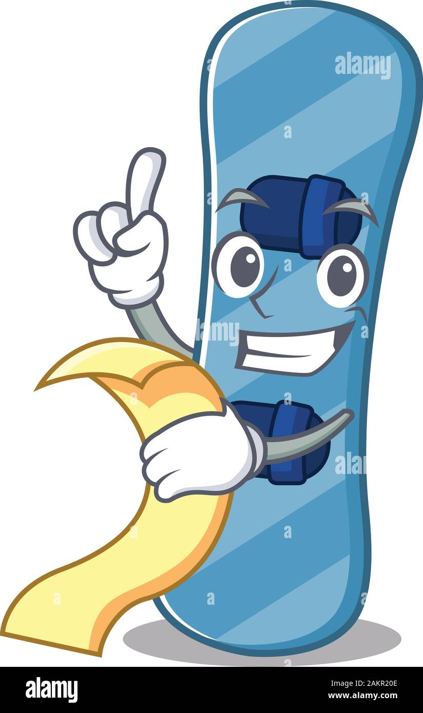A funny cartoon character of snowboard with a menu Stock Vector Image ...