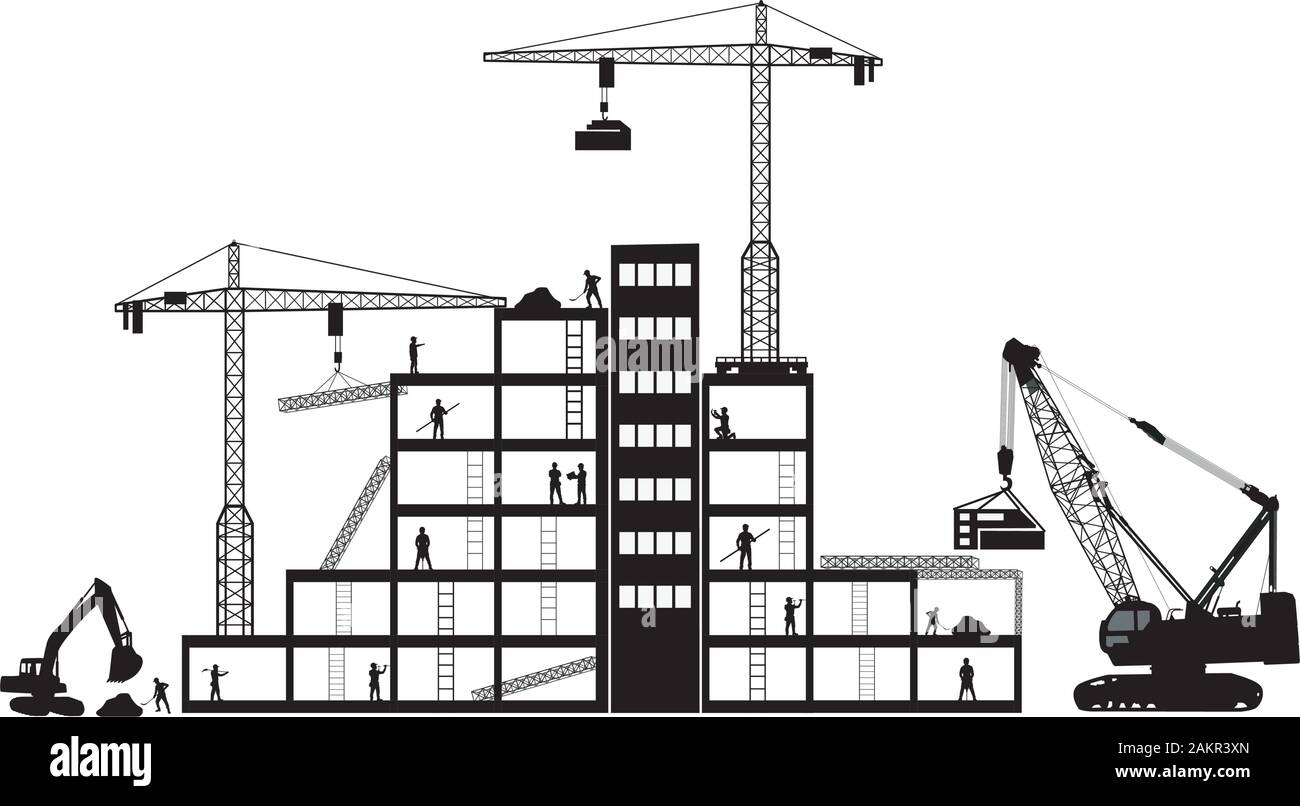 Black background construction icons set on gray. vector Stock Vector ...