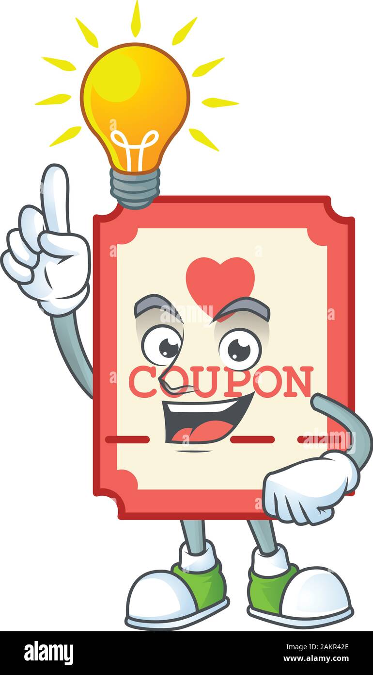 Have an idea gesture of red love coupon cartoon character design Stock ...