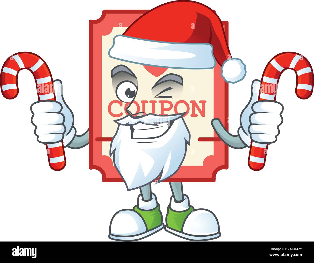 Red love coupon Cartoon character in Santa costume with candy Stock ...