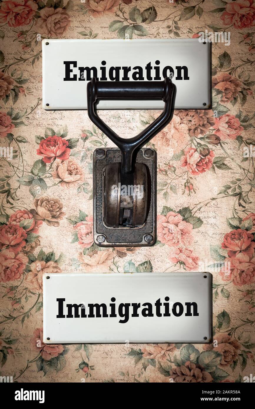 Street Sign the Direction Way to Emigration versus Immigration Stock ...