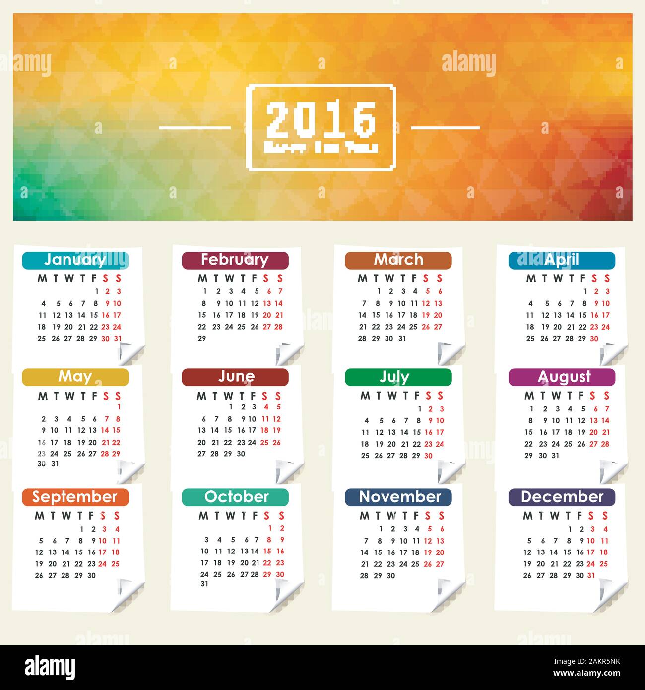 Calendar for 2016. Abstract illustration template design. vector Stock ...
