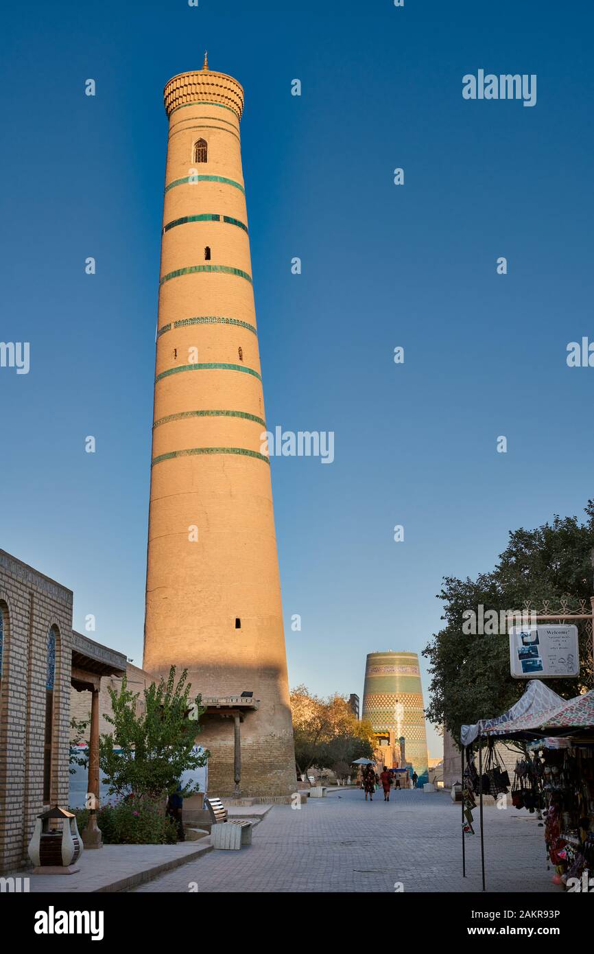 minaret of Djuma Mosque also known as Juma Masjidi Va Minorasi, Itchan ...