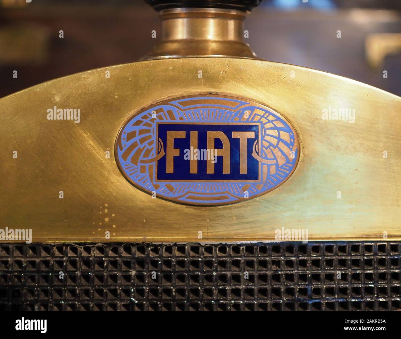 TURIN, ITALY - CIRCA NOVEMBER 2019: Vintage Fiat car sign Stock Photo ...
