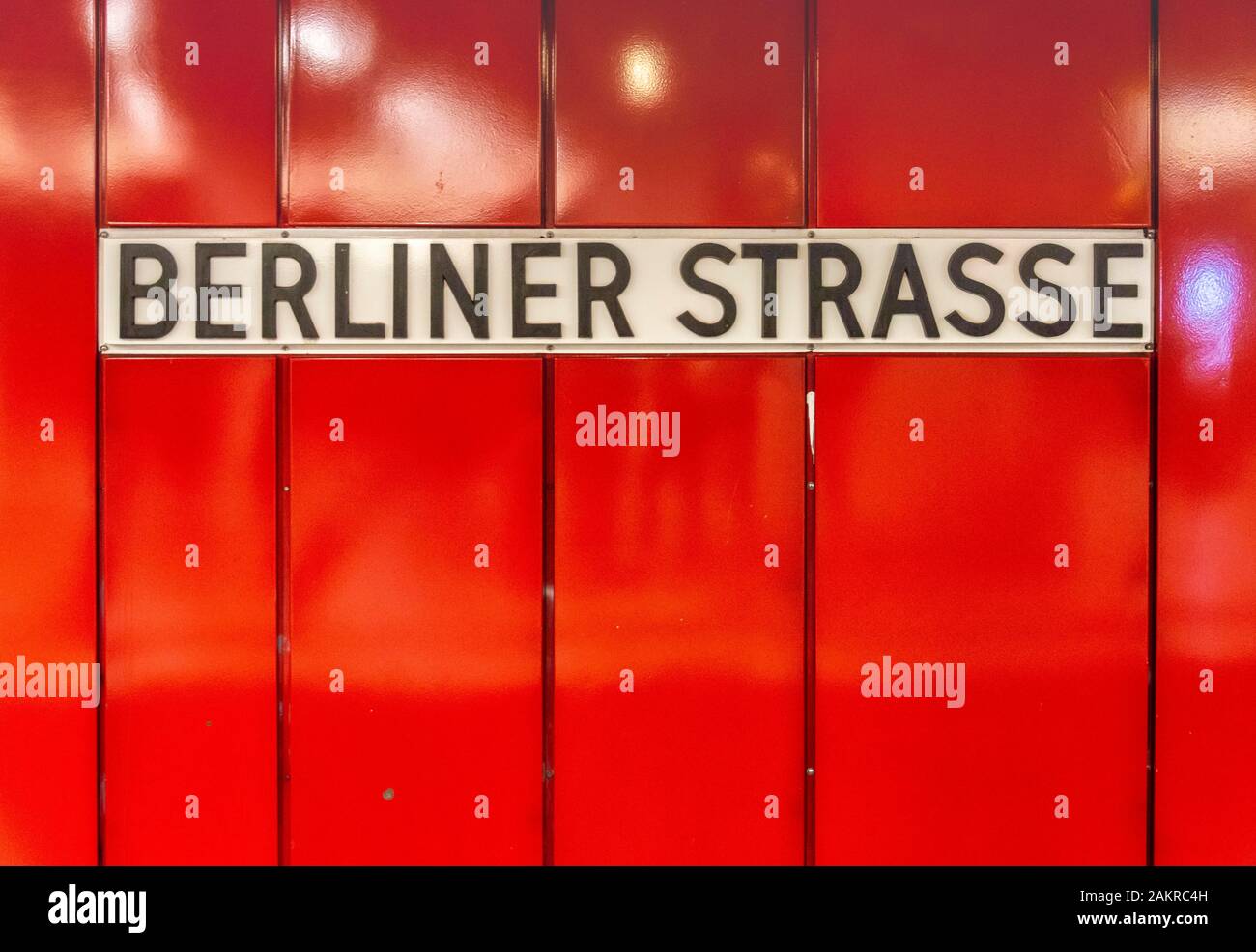 Subway station Berliner Strasse, sign with lettering, Berlin, Germany ...