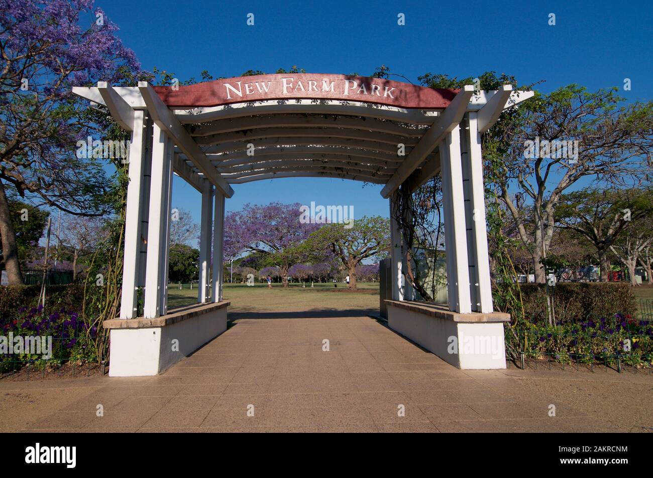 View of the beautiful wooden pedestrian entrance pathway at the New ...