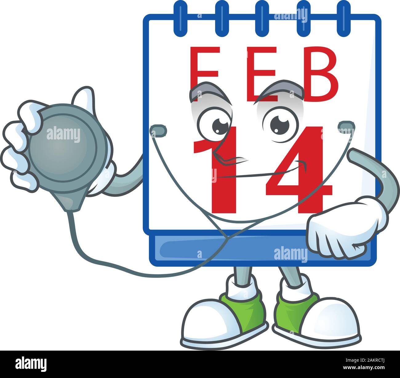 14th valentine calendar cartoon character style in a Doctor costume ...