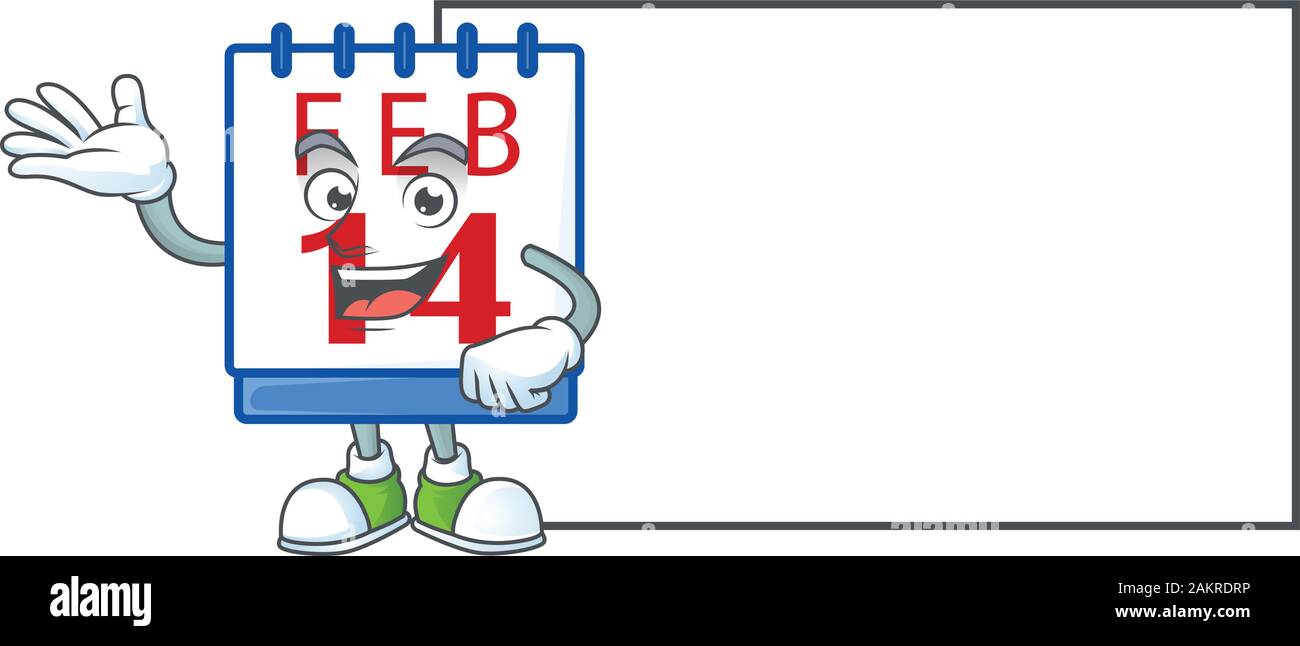 Smiley 14th valentine calendar with whiteboard cartoon character design ...