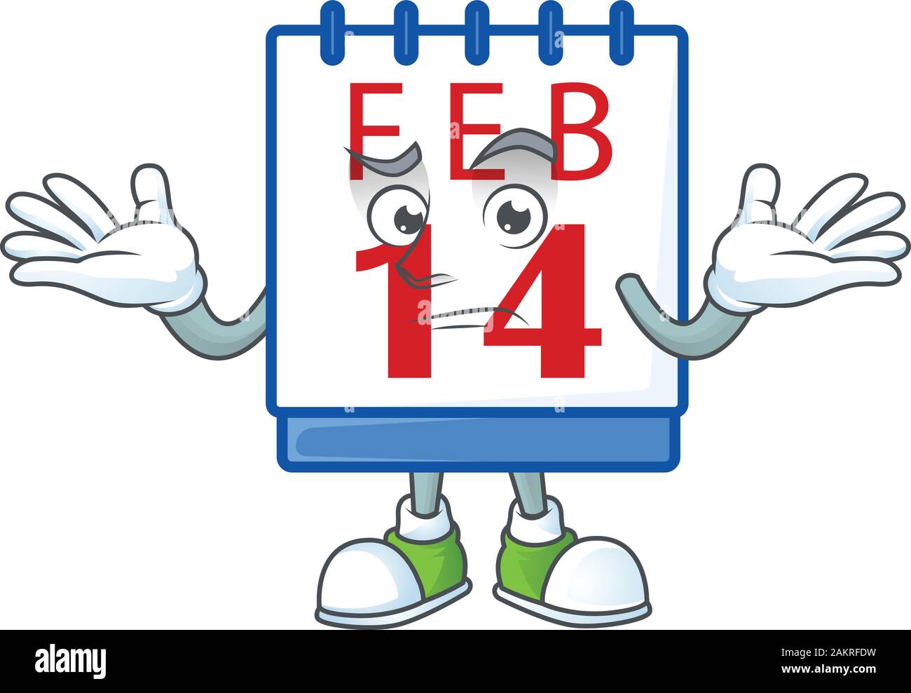 Super Funny Grinning 14th valentine calendar mascot cartoon style Stock ...