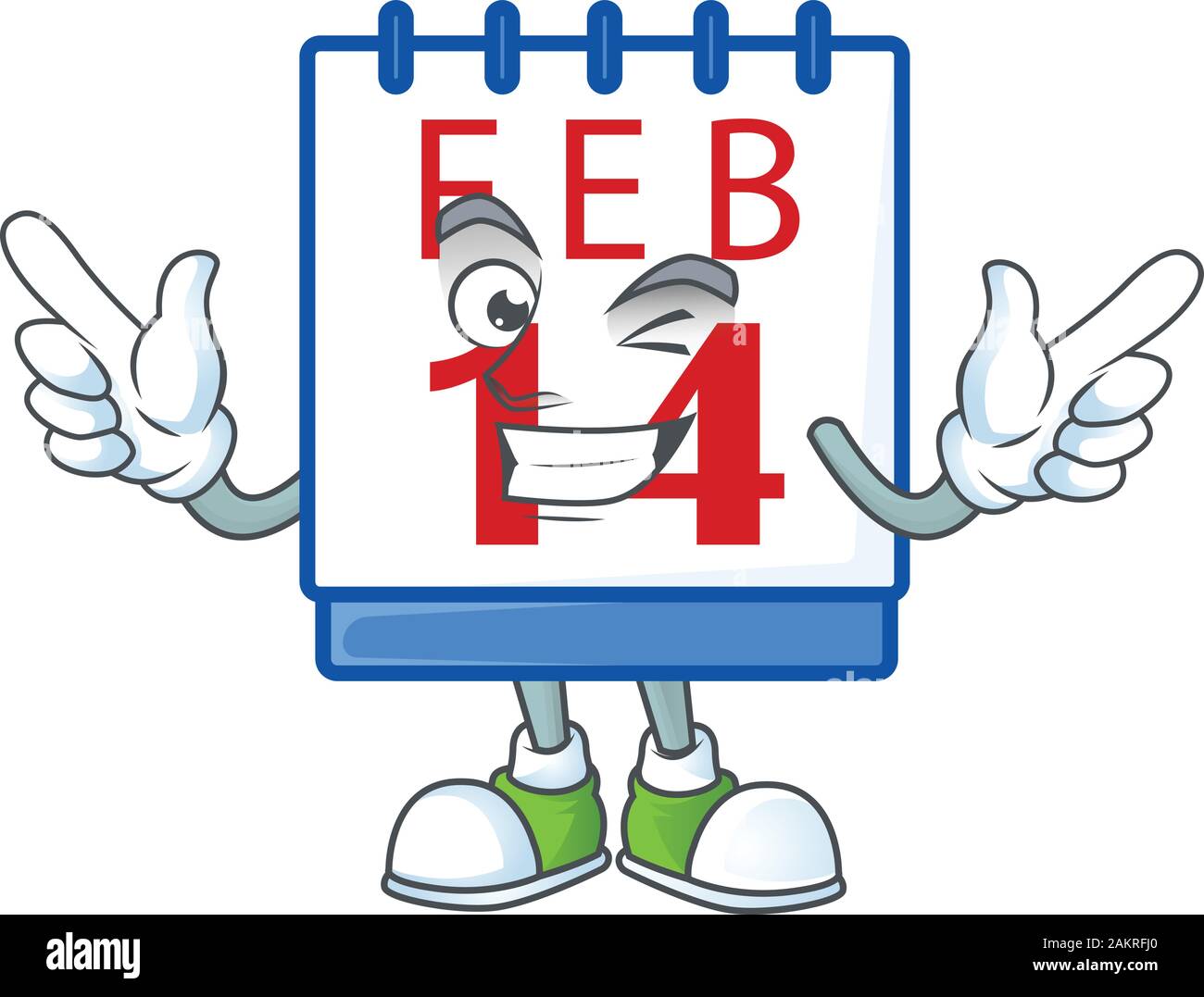 Funny face 14th valentine calendar cartoon character style with Wink ...