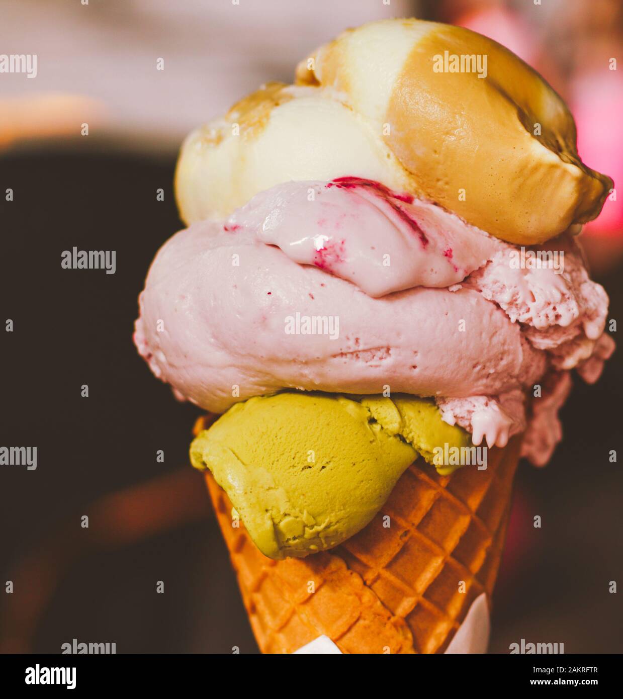 Delicious gelato, organic dairy and homemade recipe concept - Ice cream ...