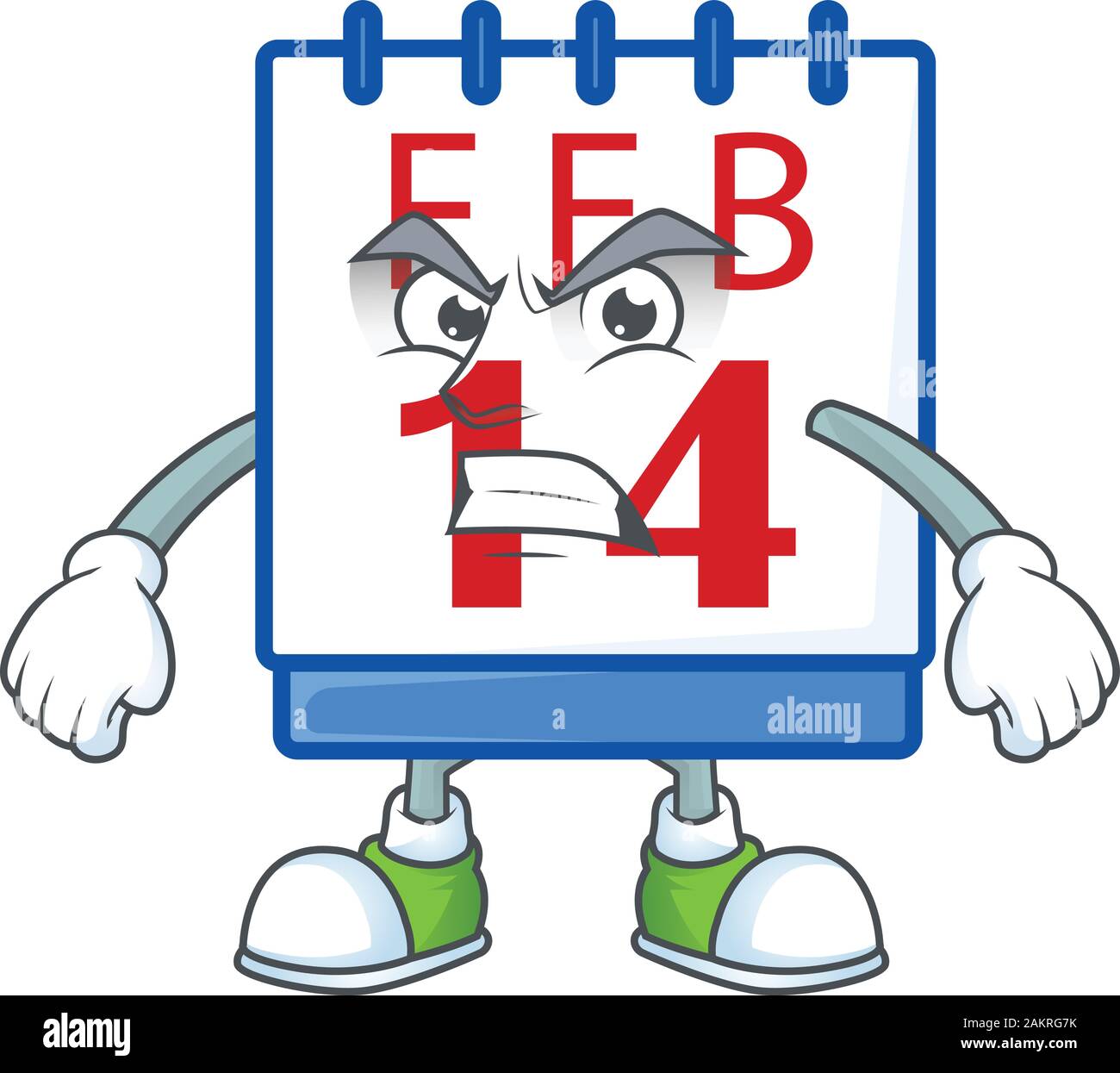 cartoon character of 14th valentine calendar with angry face Stock ...