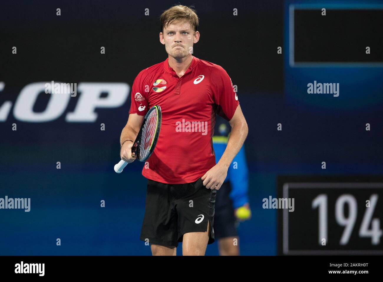 Sydney, Australia. 10th Jan, 2020. David Goffin of Belgium takes the ...