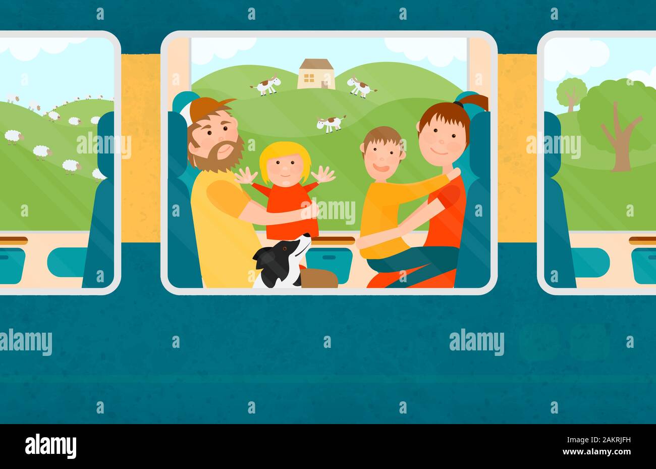 Mother and daughter traveling by train Stock Vector Images - Alamy