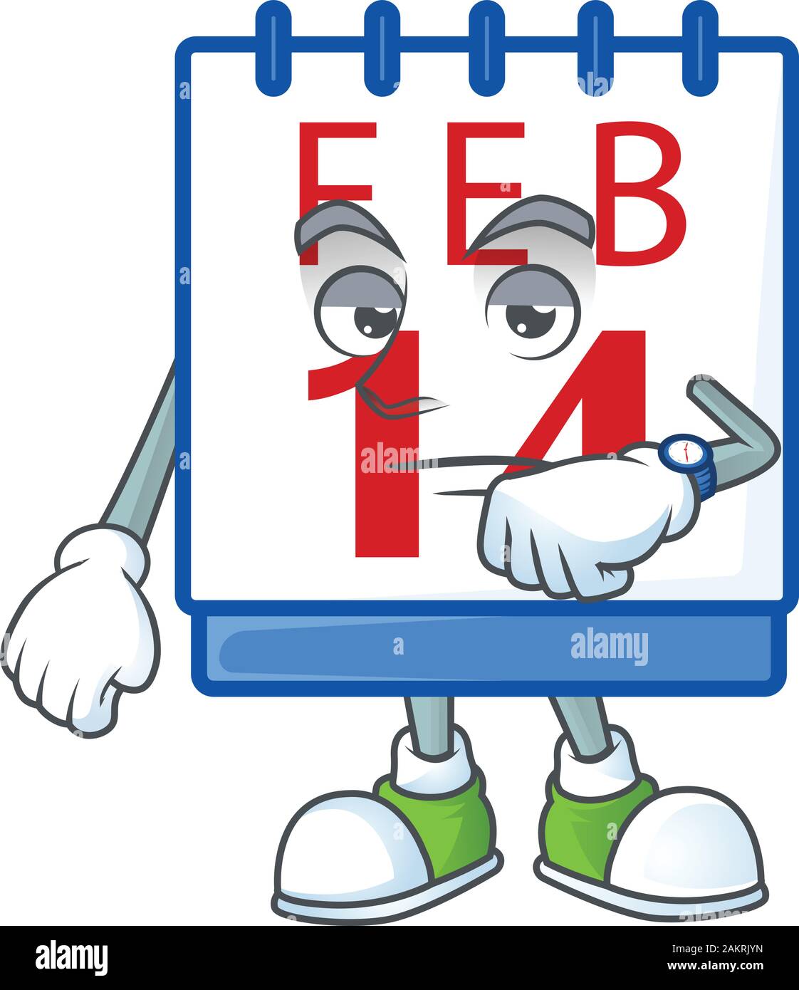 cartoon character design of 14th valentine calendar on a waiting ...