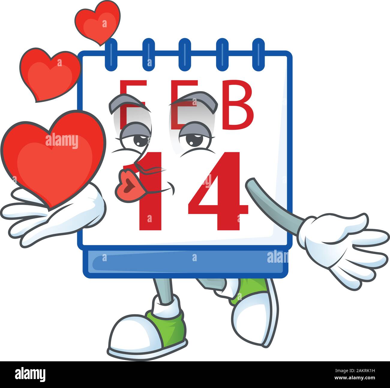 Funny Face 14th valentine calendar cartoon character holding a heart ...