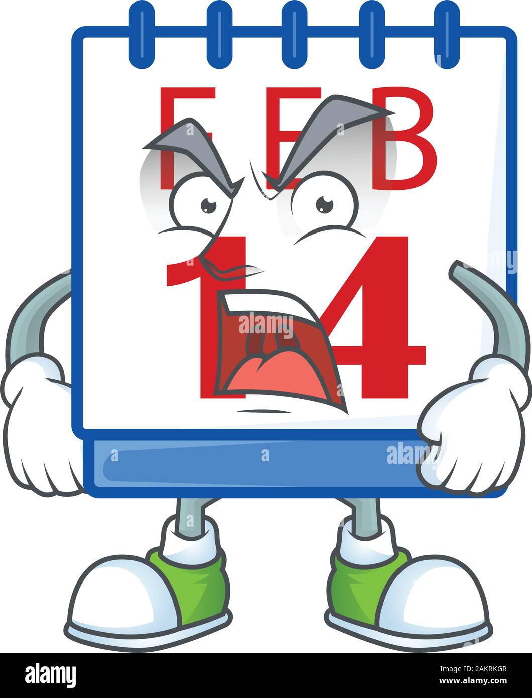 14th valentine calendar cartoon character design having angry face ...