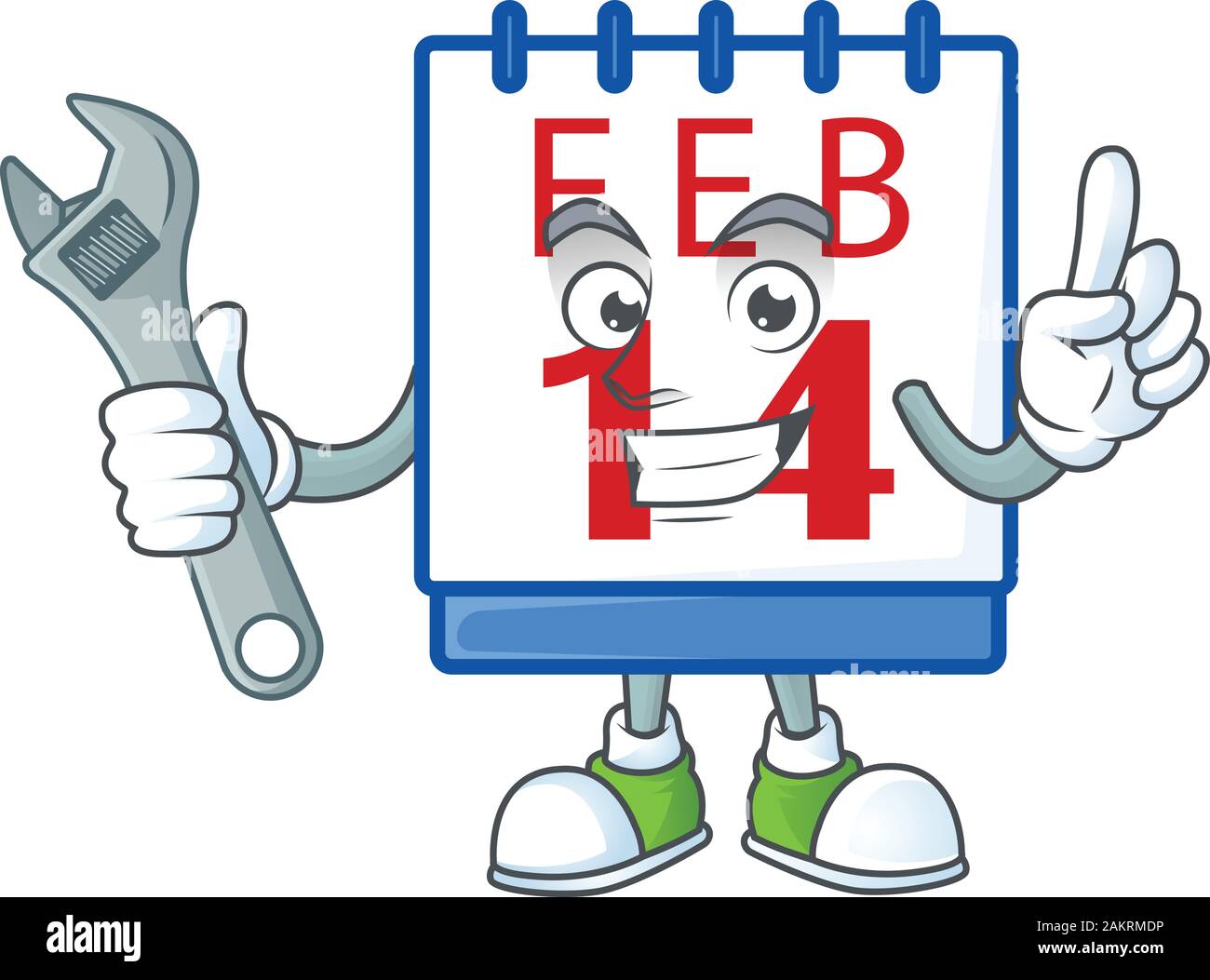Smart Mechanic 14th valentine calendar cartoon character design Stock ...