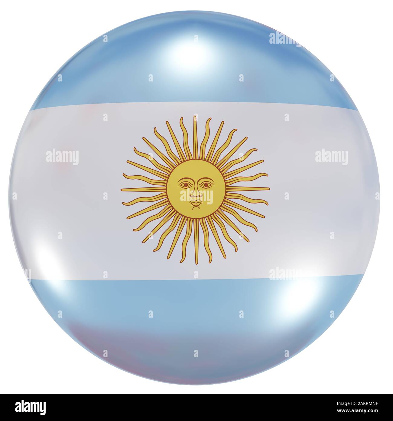 3d rendering of an Argentina national flag on a circle icon isolated on ...