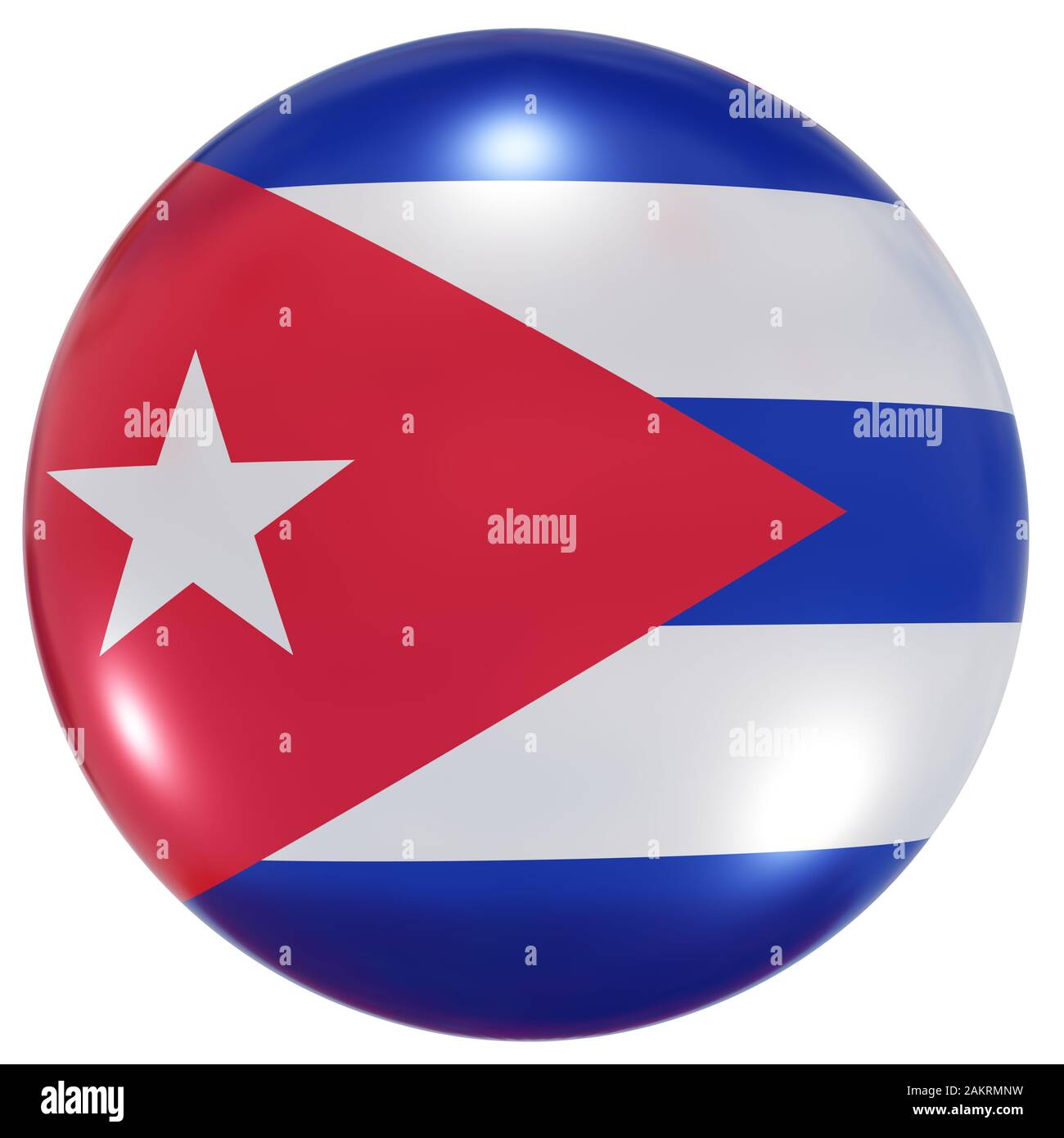3d rendering of a Cuba national flag on a circle icon isolated on white ...