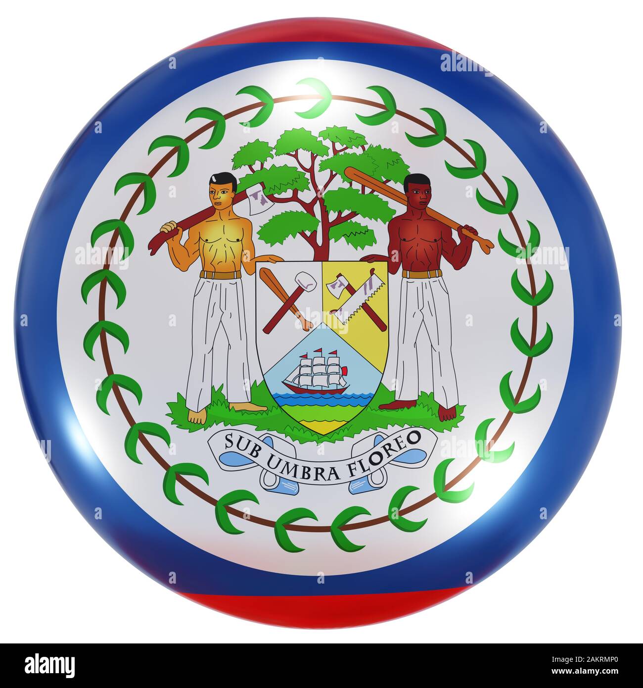 3d rendering of a Belize national flag on a circle icon isolated on ...