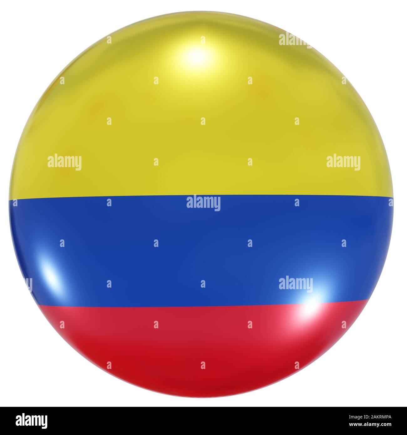 3d rendering of a Colombia national flag on a circle icon isolated on ...